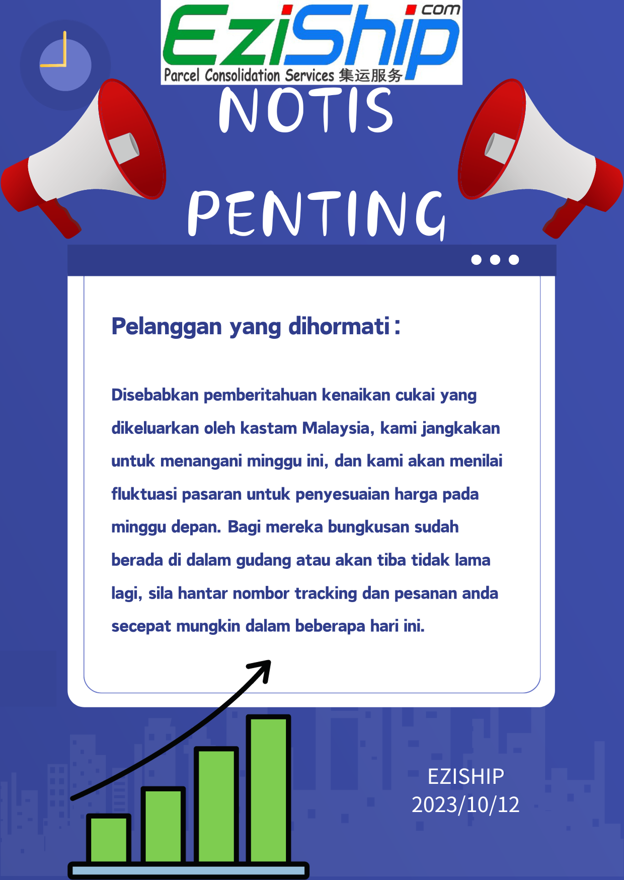 Notis Kenaikan Harga Kos